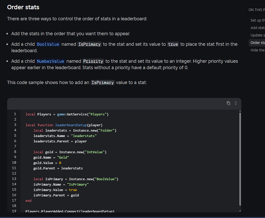 Sort leaderboard - Scripting Support - Developer Forum | Roblox