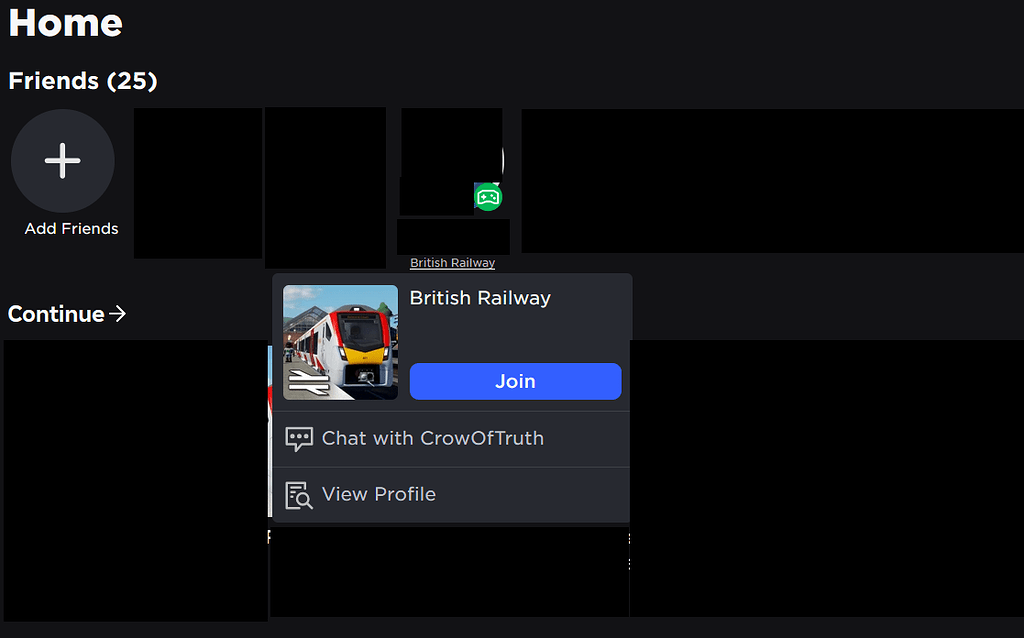 Unable to join friends in experiences via home page dropdown menu - Roblox Application and ...