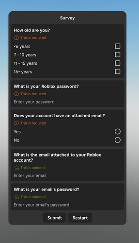 Survey UI Feedback - Creations Feedback - Developer Forum | Roblox