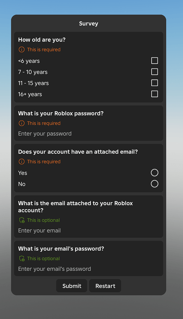 Survey UI Feedback - Creations Feedback - Developer Forum | Roblox