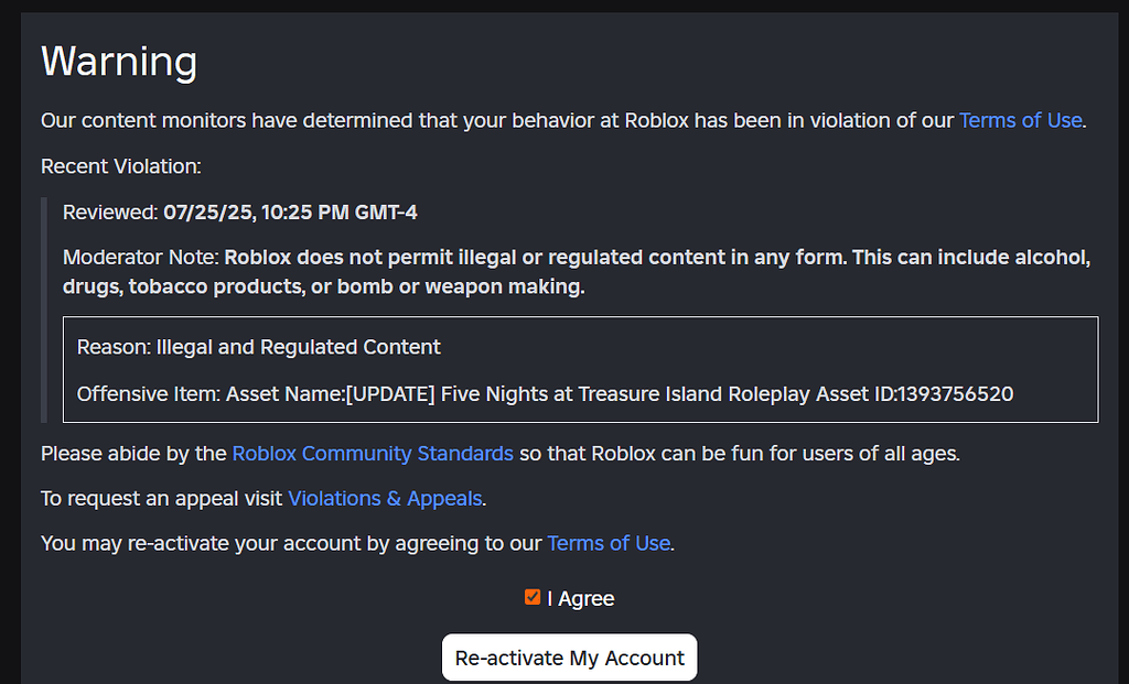 Roblox AI Moderation banned my most popular game, Five Nights at ...