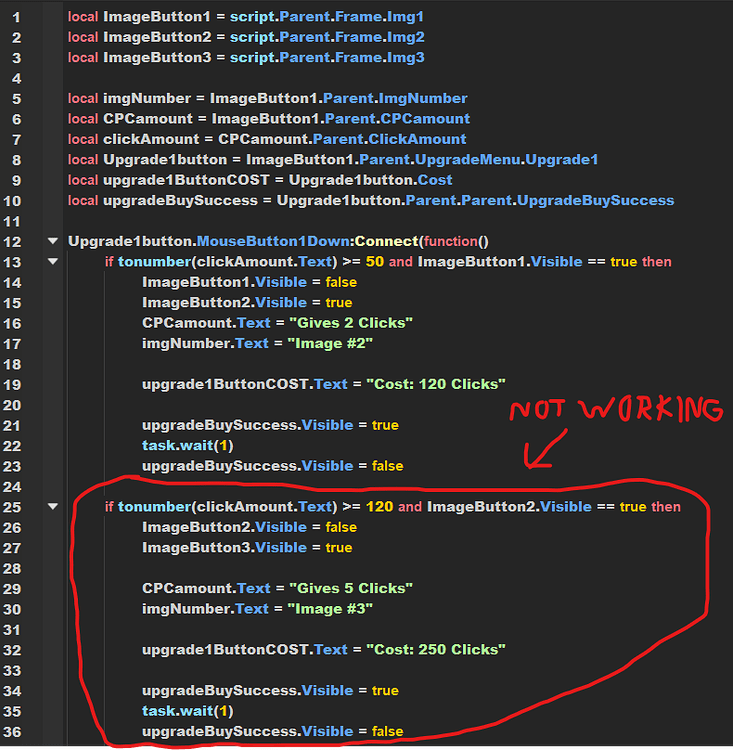 Second If Statement Doesnt Work Scripting Support Developer Forum Roblox 