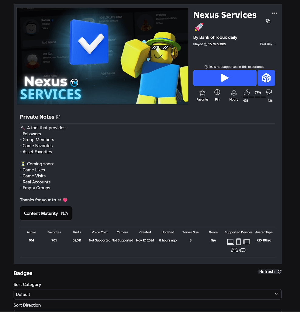 Roblox Experience Artificially Inflates User Followers, Favourites and ...