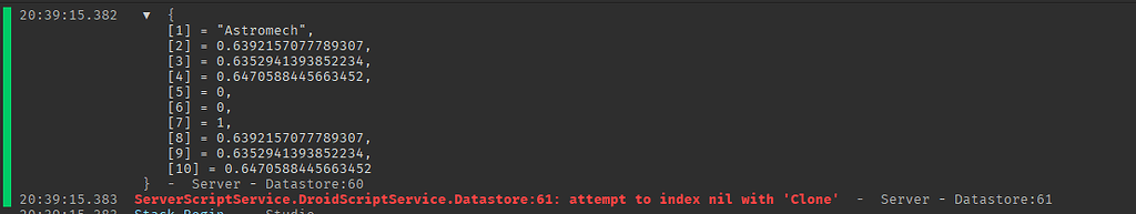 Instances In Table Appearing As Nil Scripting Support Developer Forum Roblox