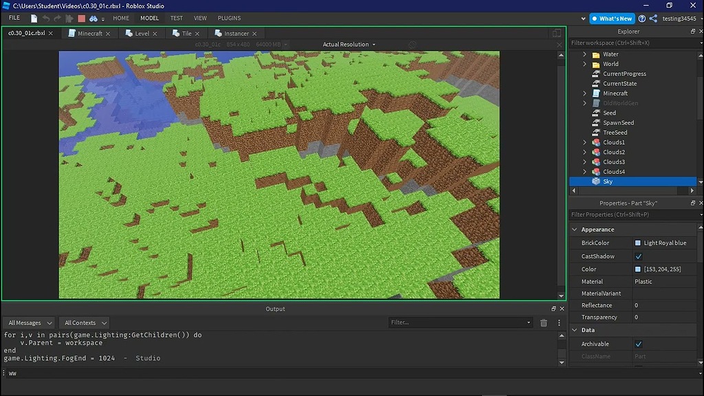 Minecraft Classic terrain generation in roblox - Page 3 - Creations Feedback - Developer Forum ...