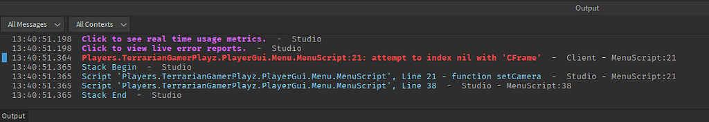 Camera.CFrame doesn't exist - Page 2 - Scripting Support - Developer Forum | Roblox