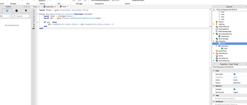 Why is button not working - Scripting Support - Developer Forum | Roblox