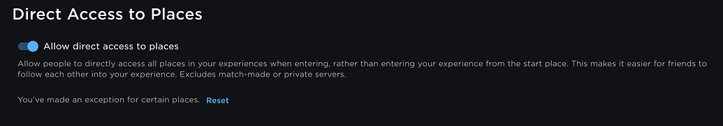 Configure Direct Joins by Place - Announcements - Developer Forum | Roblox
