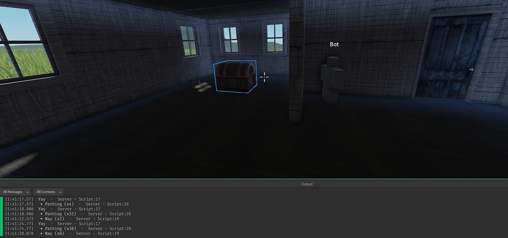 PathfindingService is not pathing around a corner or through holes in ...