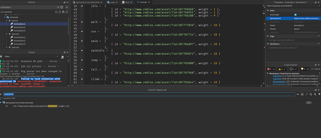 Failed to load animation with sanitized ID for Default Roblox ...