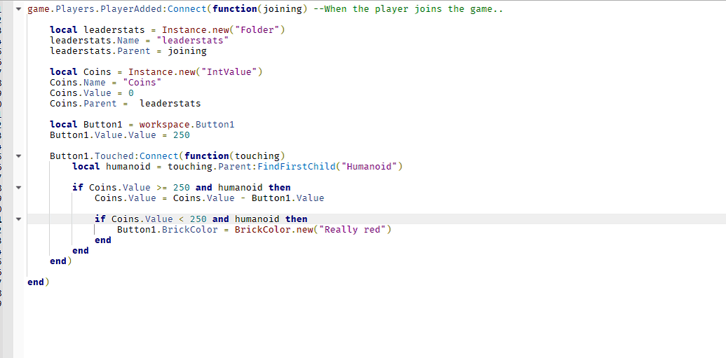 When touching part, and not having enough coins, not changing colour - Scripting Support ...