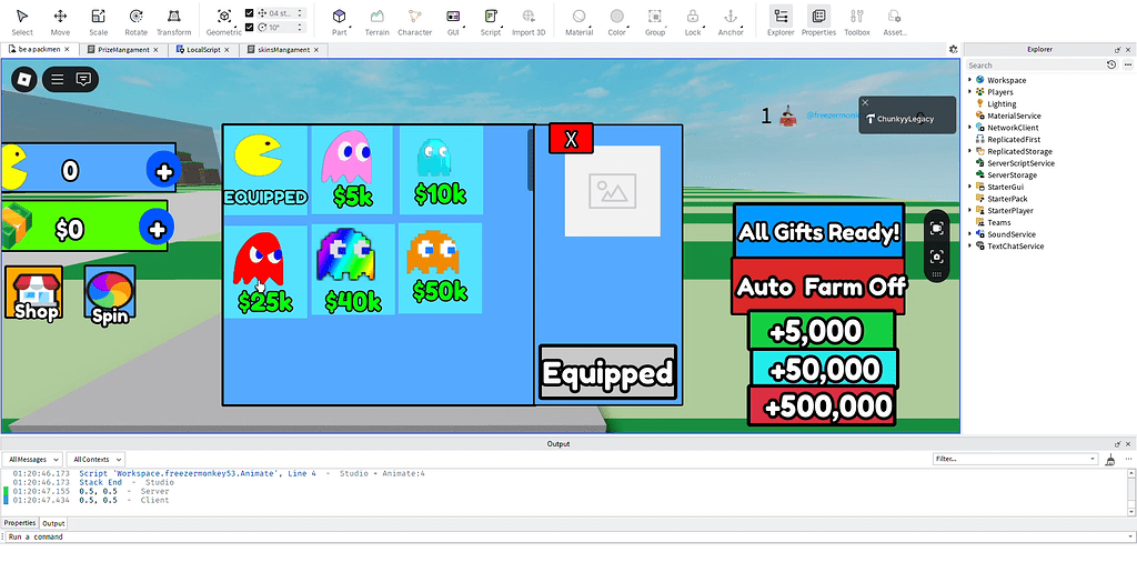 Issue with my morph skin gui - Scripting Support - Developer Forum | Roblox