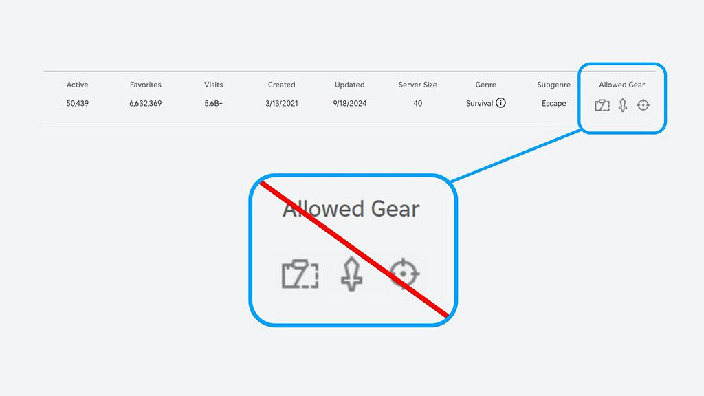Allowed Gear section missing from Experience Description page - Roblox ...