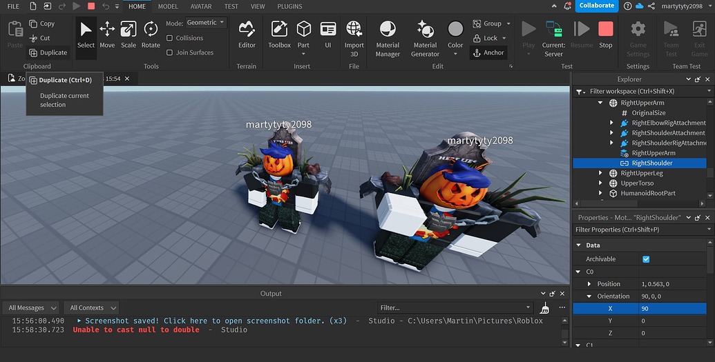 Motor6D doesnt work on player's arms - Scripting Support - Developer ...