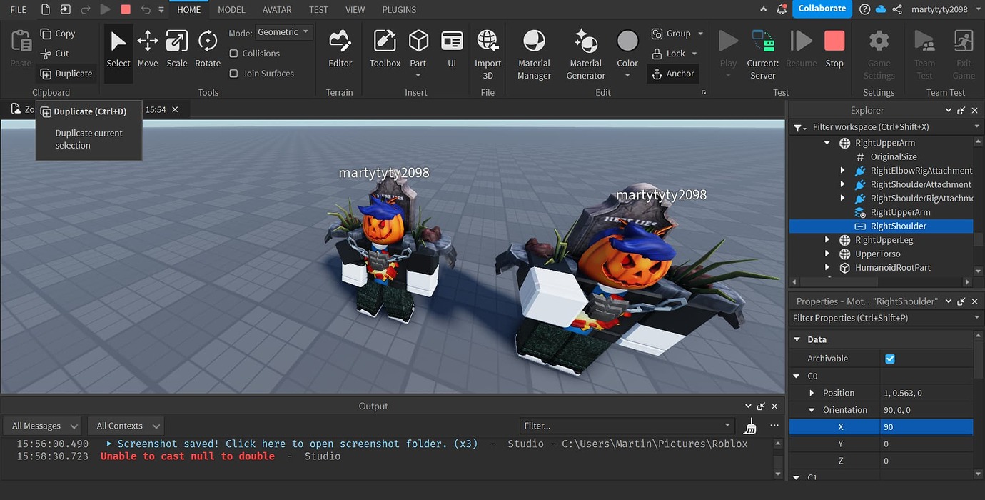 Motor6D doesnt work on player's arms - Scripting Support - Developer Forum | Roblox