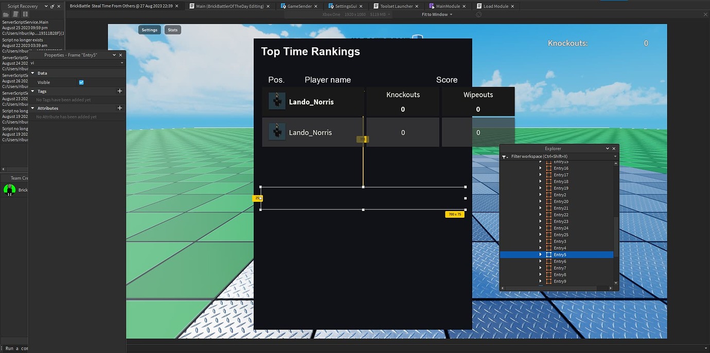 Frames in scrolling frame not showing - Scripting Support - Developer Forum | Roblox