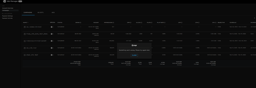 Ads Manager Error When Selecting Campaign - Other Bugs - Developer ...