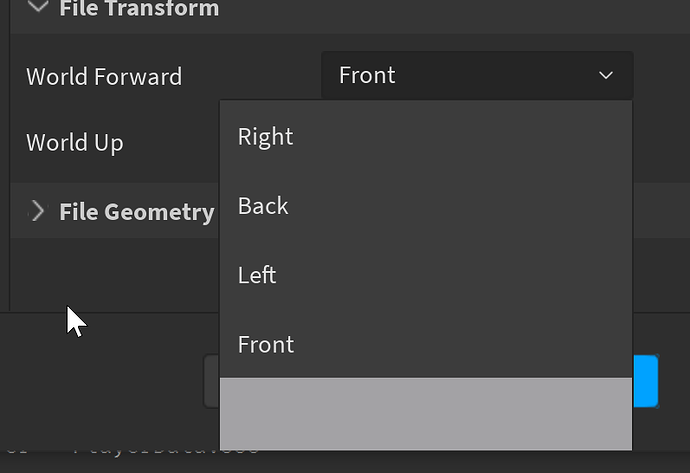 3d Import: File Transform dropdowns are in a rough state - Studio Bugs ... 3d Import: File Transform dropdowns are in a rough state - Studio Bugs ...