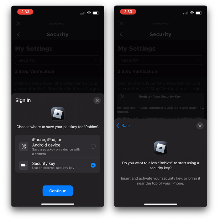 2FA via Security Key - Now Available on the Roblox iOS App ...