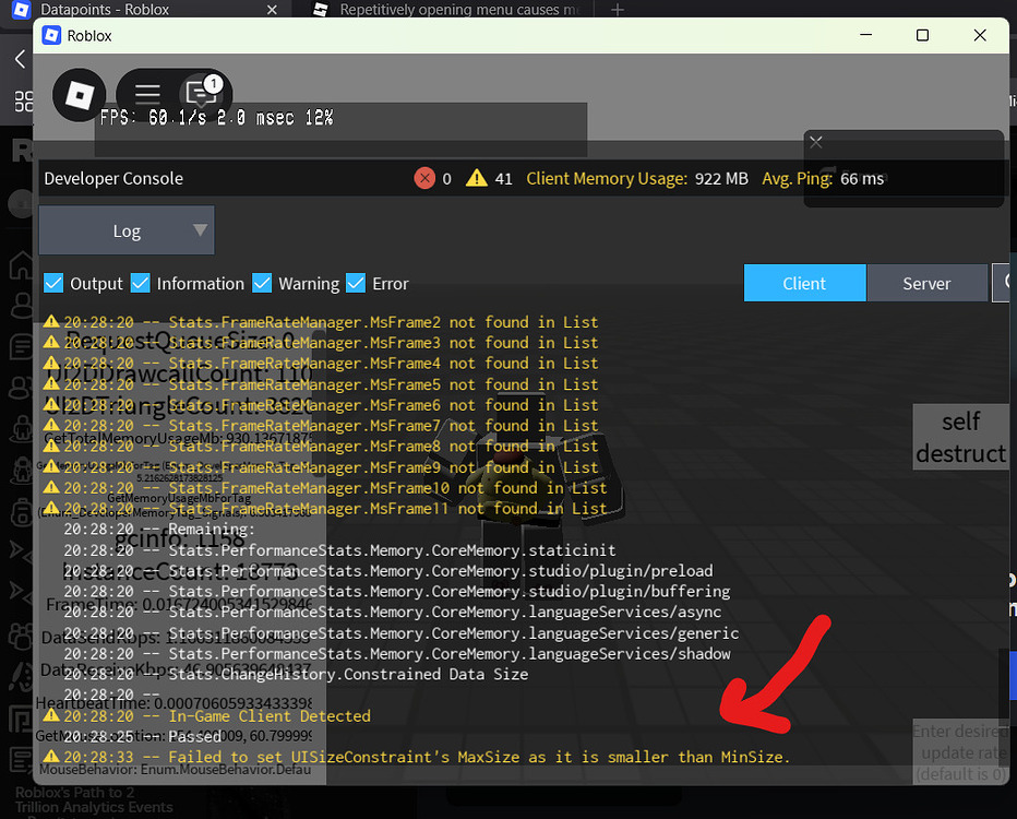 Repetitively opening menu causes memory leak specifically in Enum.DeveloperMemoryTag.Gui ...