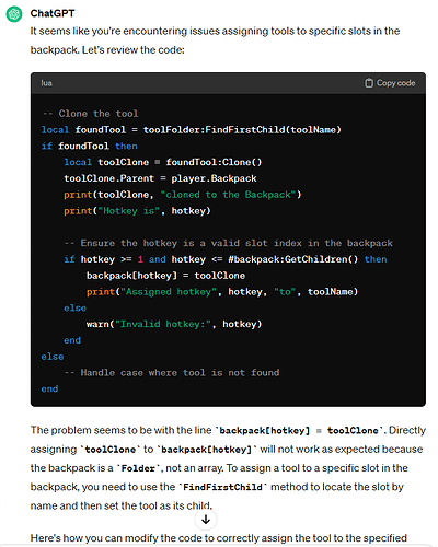 How does one force a tool be in a specific backpack slot - Scripting Support - Developer Forum ...