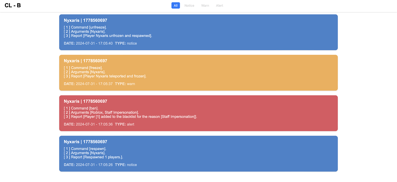 Logging of Cmdr commands (Through the website) - Community Resources ...