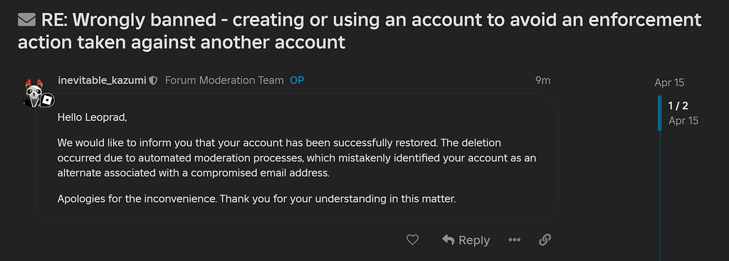 Wrongly banned - creating or using an account to avoid an enforcement ...