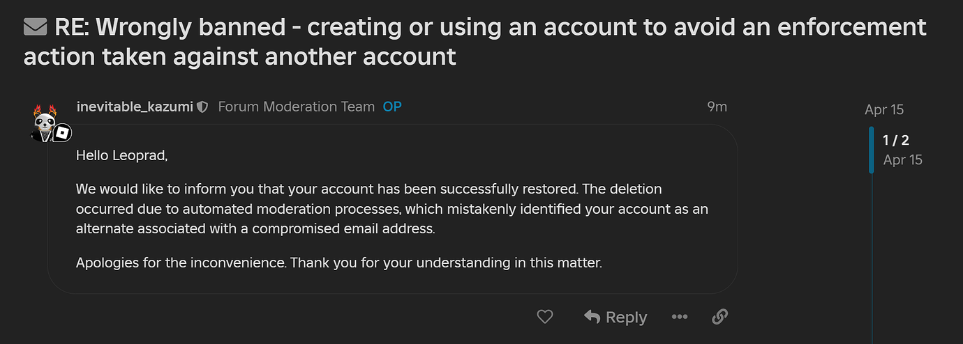 Wrongly banned - creating or using an account to avoid an enforcement ...