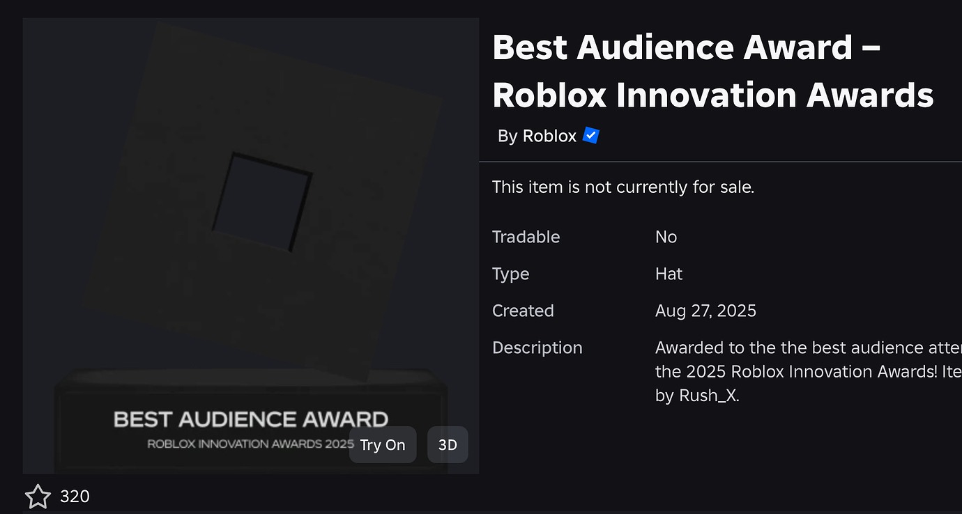 Best Audience Award Item Still Hasn’t Been Given Out - Catalog Asset ...