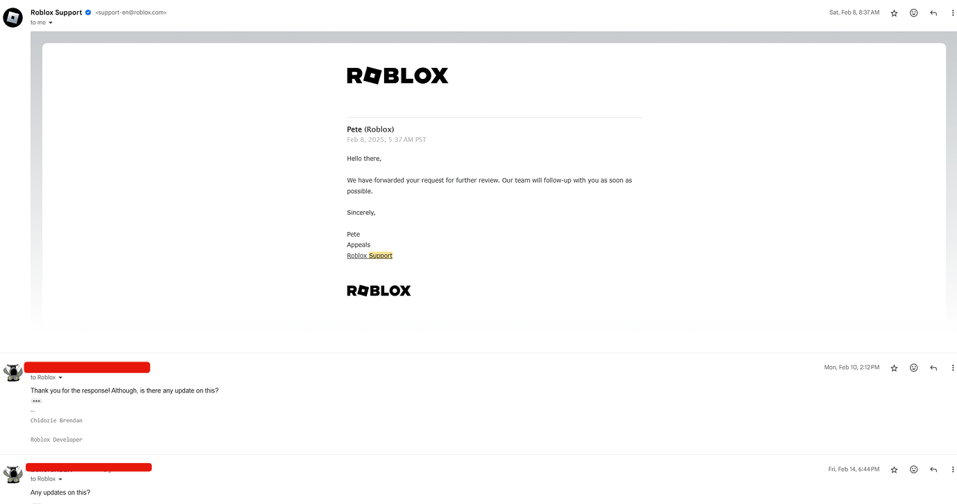 Support tickets not responding back - Other Bugs - Developer Forum | Roblox