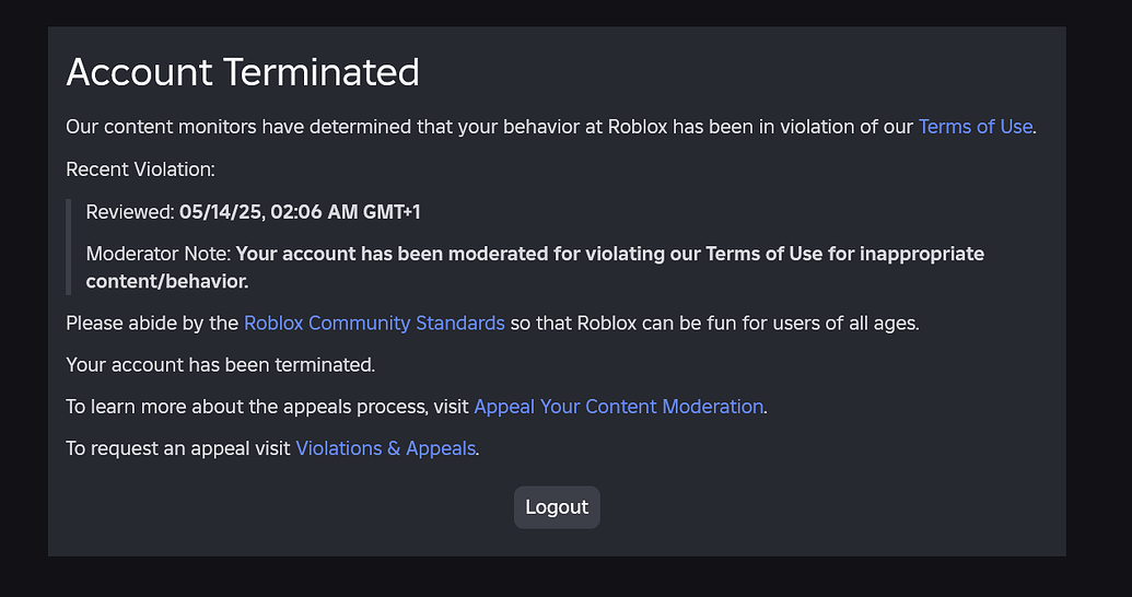 Exploit Allowing False Account Terminations - Roblox Application and ...