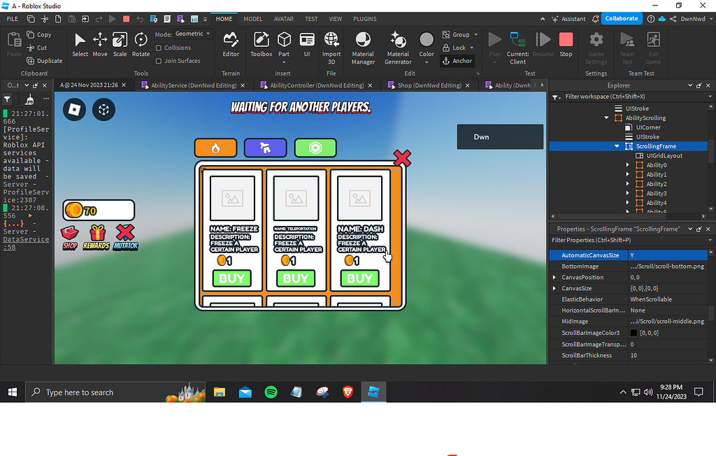 Scrollingframe Scrollingbar Doesnt Show Up Art Design Support Developer Forum Roblox