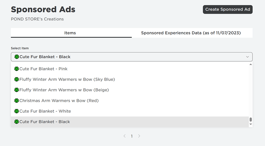 All items are not appear in the Item Sponsored Ads list - Roblox ...