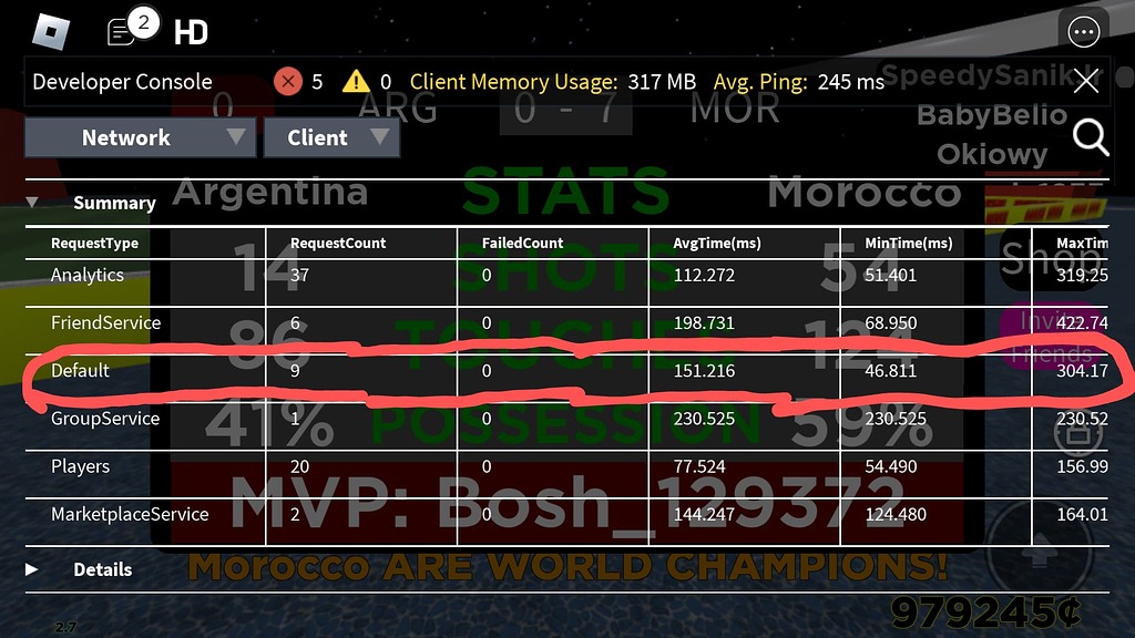 What is "Default" in the Roblox Network Summary Dev Console - Platform ...
