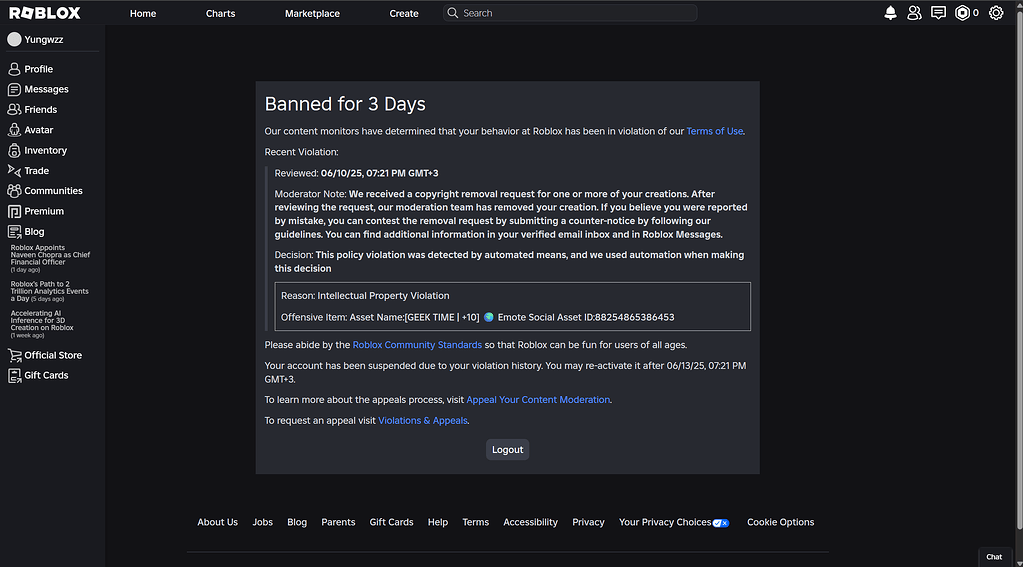 False DMCA Ban - Asset Removed by Automation (Need Manual Review ...