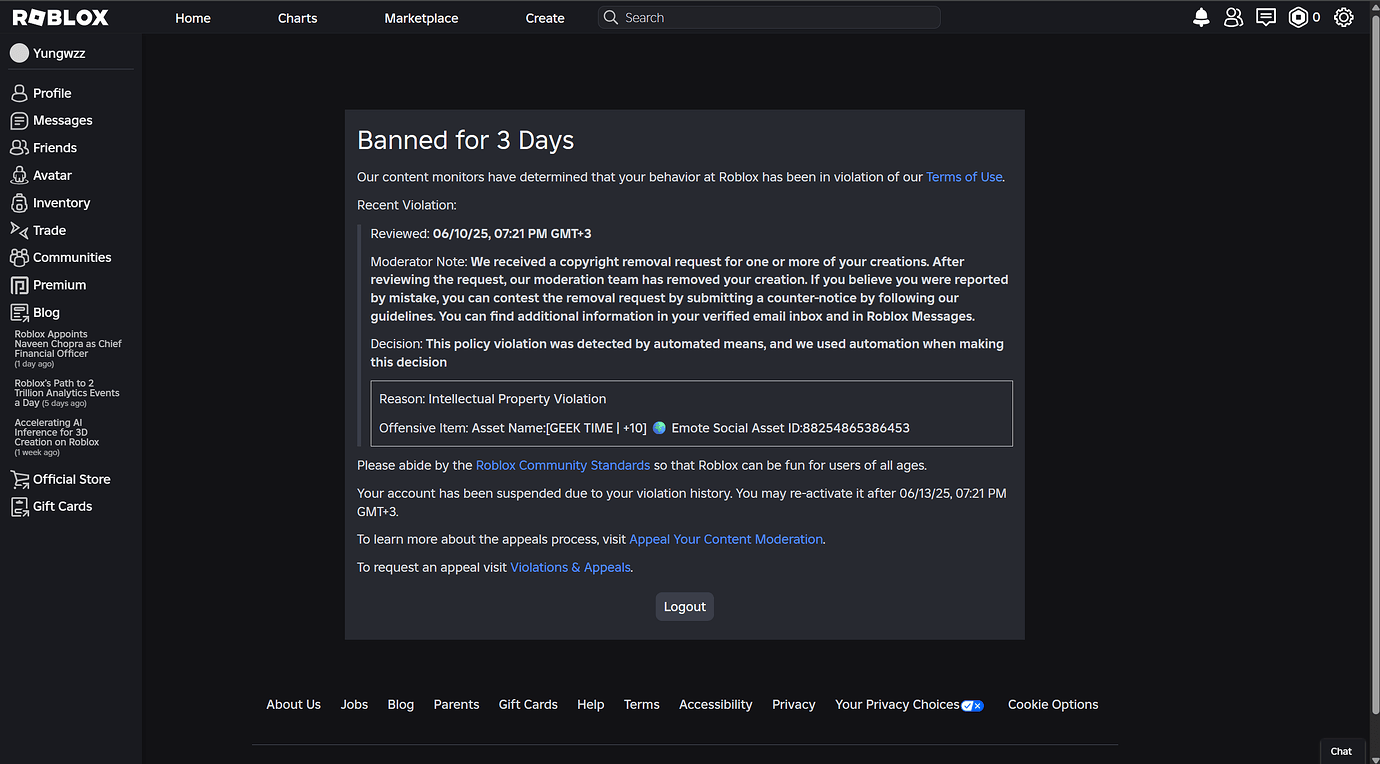 False DMCA Ban - Asset Removed by Automation (Need Manual Review ...