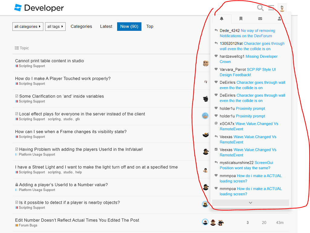 Make a button for deleting notifications on the DevForum - Forum ...