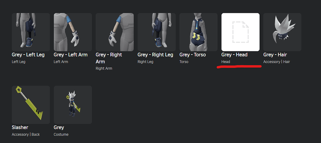 "Grey" Bundle , the head thumbnail are not loading - Catalog Asset Bugs ...