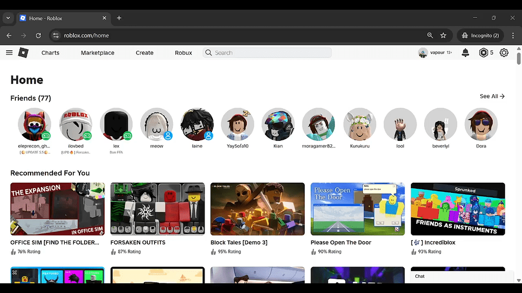 "Continue Playing" section missing from homepage - Roblox Application ...
