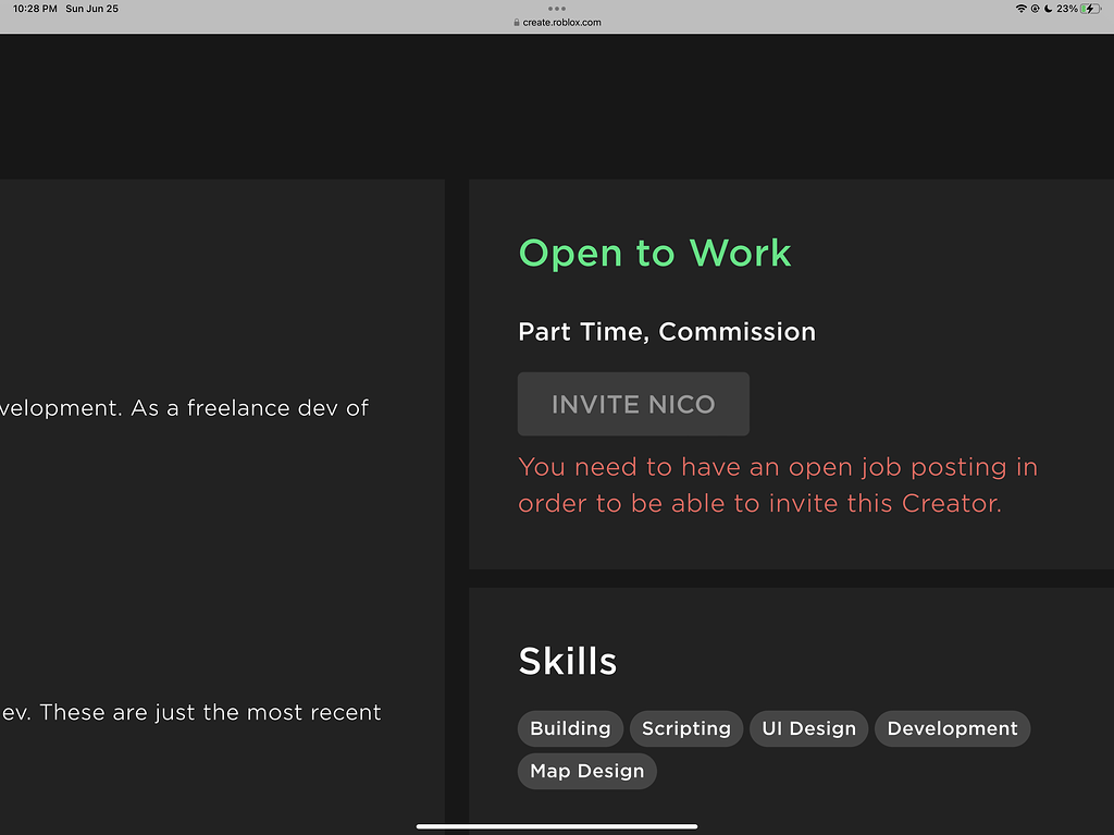Why wont it let me Invite people on Talent Page - Platform Usage Support - Developer Forum | Roblox
