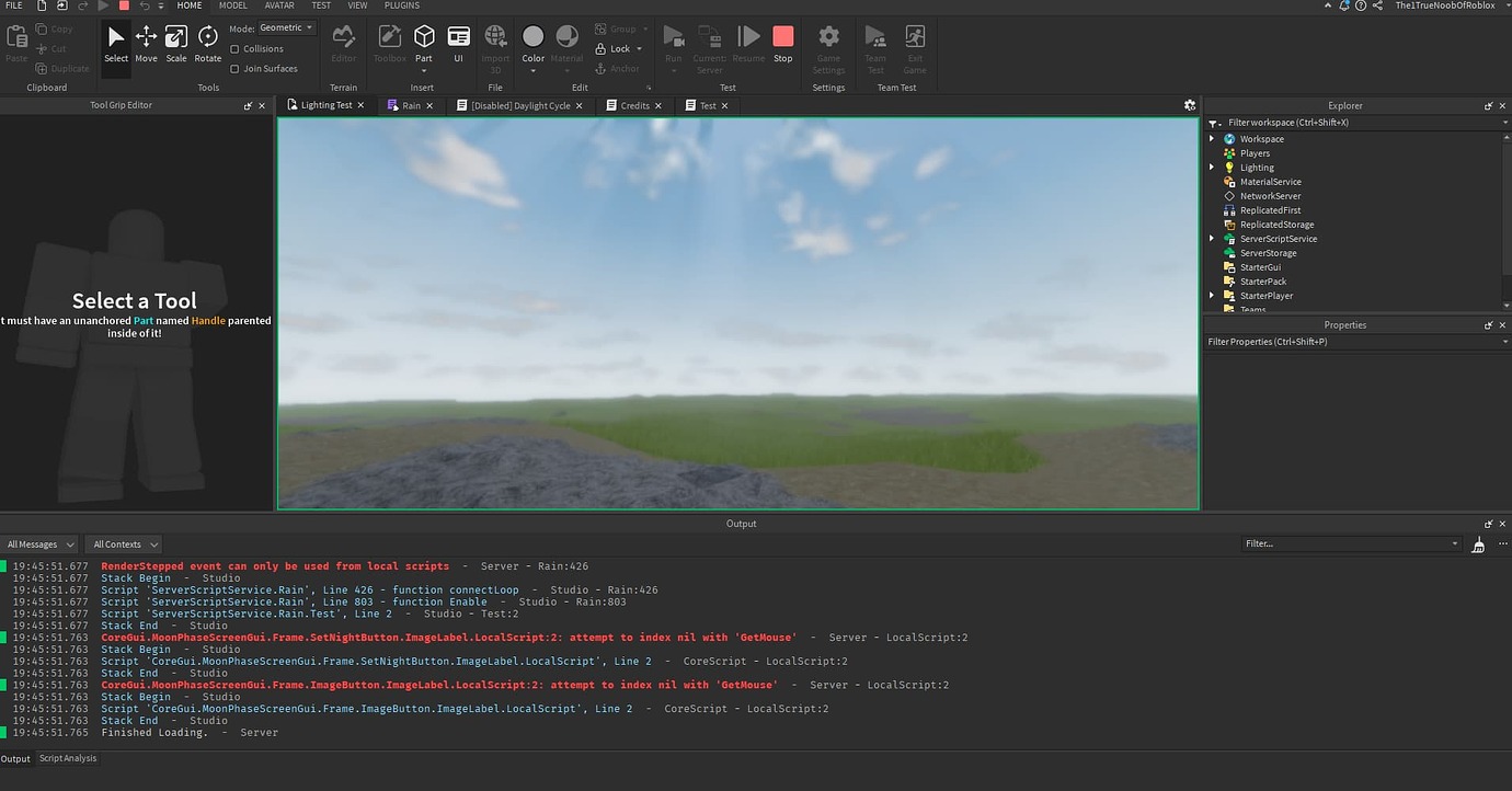 Module Calling Error (Rain Module, buildthomas) - Scripting Support - Developer Forum | Roblox
