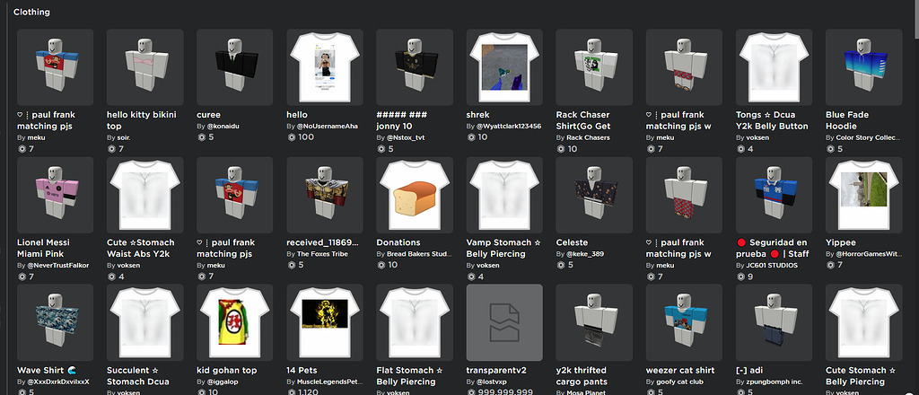 Classic clothing showing up under "All Clothing+ Recently Updated ...