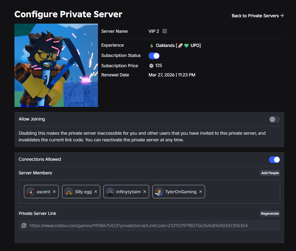 Private Server Randomly Marked as Inactive - Roblox Application and ...