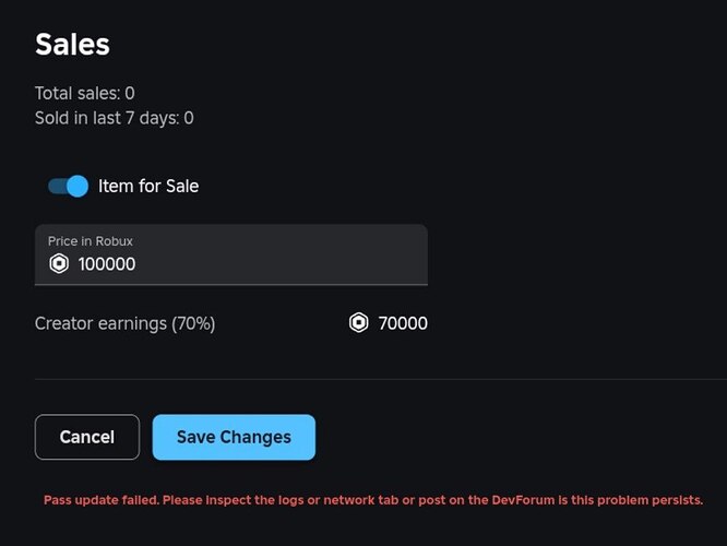 Can't change the gamepass price - Platform Usage Support - Developer ... Can't change the gamepass price - Platform Usage Support - Developer ...