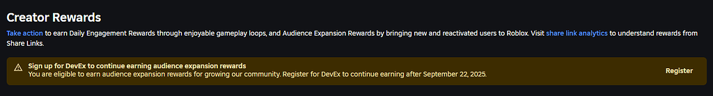 Creator Rewards telling me to sign up to DevEx despite having devexed ...