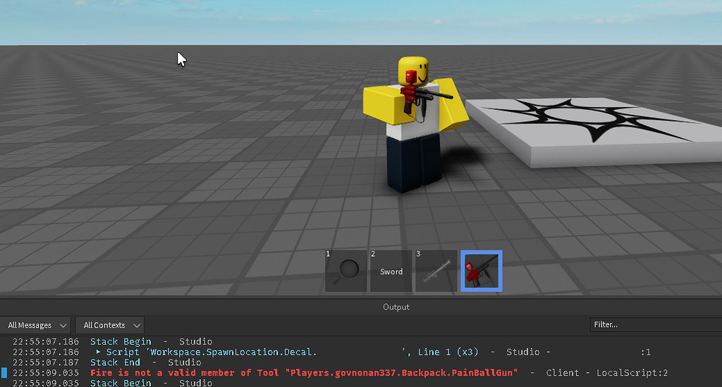 PaintBall gun dont working - Scripting Support - Developer Forum | Roblox