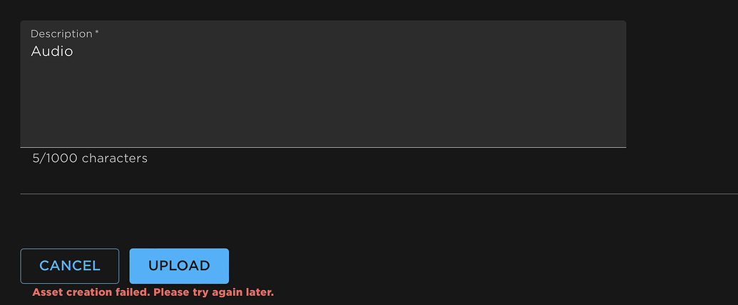Audio Refuses To Upload - Platform Usage Support - Developer Forum | Roblox