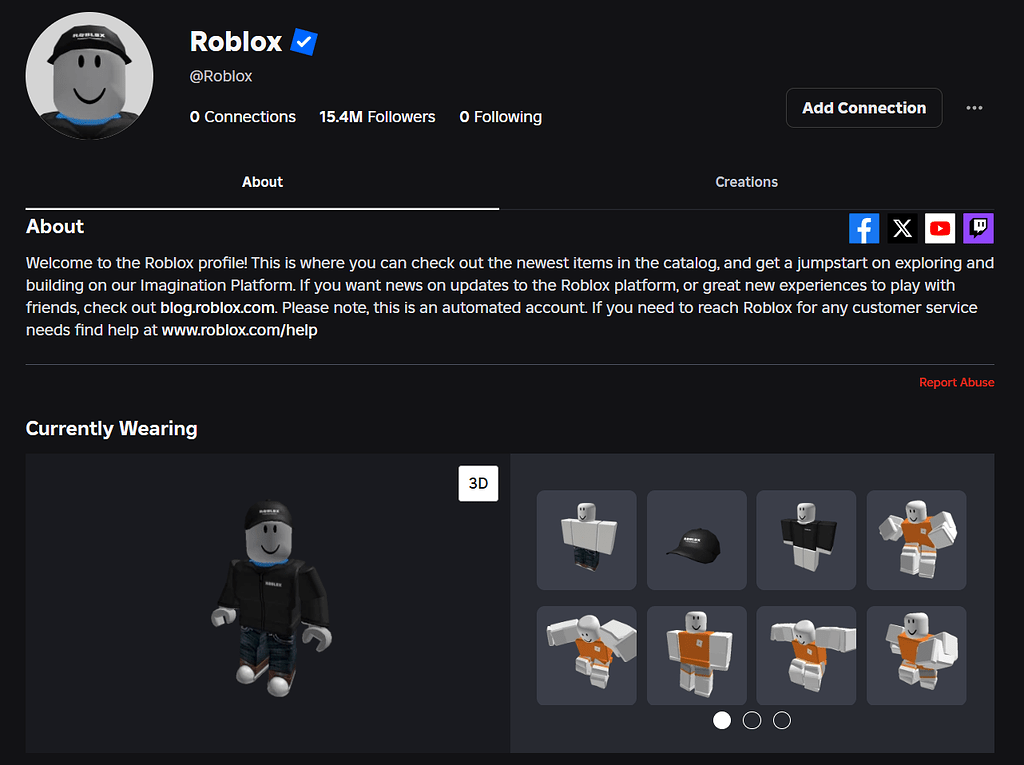 "Currently Wearing" section not visible on player profile despite accessible account settings ...