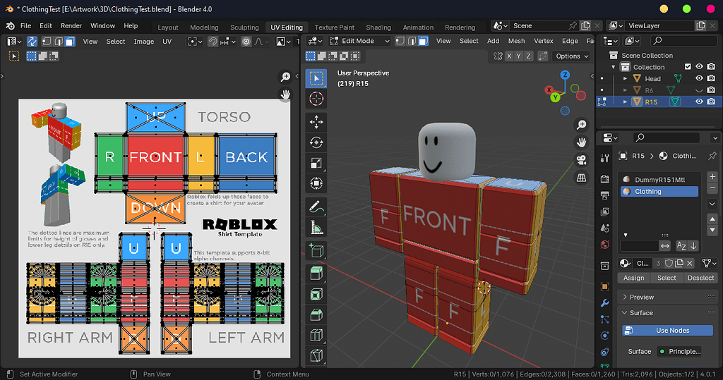 Blocky R15/R6 models UV mapped to classic clothing templates ...