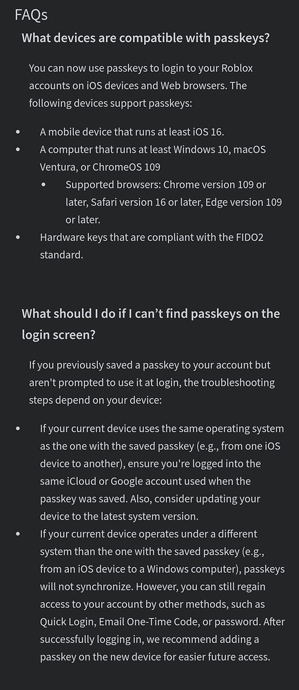 No Passkey Option - Platform Usage Support - Developer Forum | Roblox
